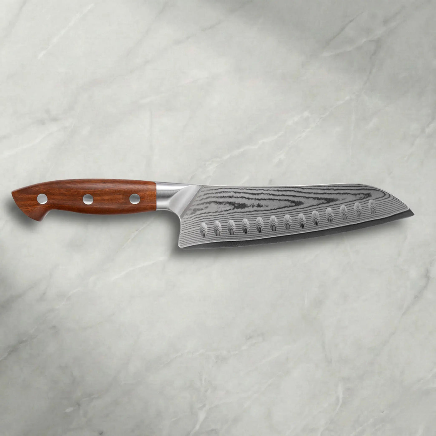 Damast Santoku Messer Red Wood | Personalisierbar | Ergonomischer Griff ...